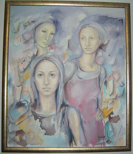 Devojke, ulje na platnu, uramljena, Lavrnic Milica , 120x100 cm, 1000 e