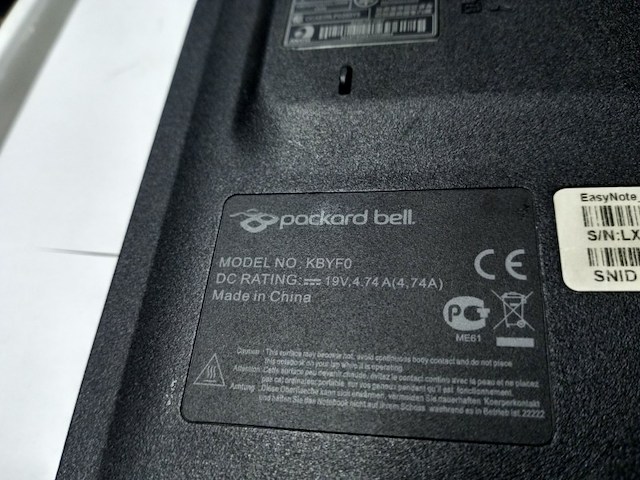 Packard Bell KBYF0 Donji deo kucista