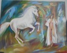 Konj i devojka, ulje na platnu, 80×66 cm, akademski sl. Goran Bankovic, 200 eura