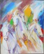 Beli konji trce, ulje na platnu, 50×40 cm, akademski sl. Goran Bankovic, 100 e