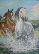 Konji i voda, ulje na platnu, 90×70 cm, slikar Relja Brancic, 150 evra