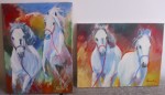 Konji beli diptih, ulje na platnu, 40x30cm i 30x40cm, Goran Bankovic, 150 evra