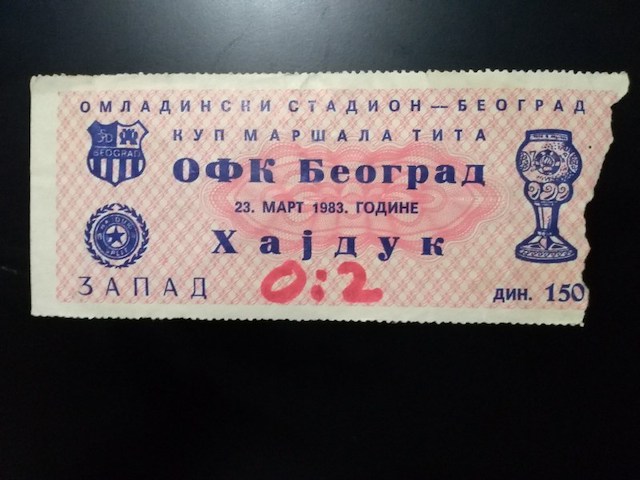 FUDBAL: OFK BEOGRAD - HAJDUK (Split) 23.03.1983