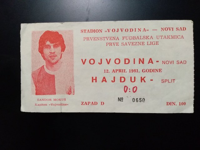 FUDBAL: VOJVODINA - HAJDUK (Split) 12.04.1981