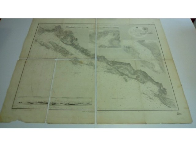 Karta obale  DALMACIJE iz 1879. Jadransko more