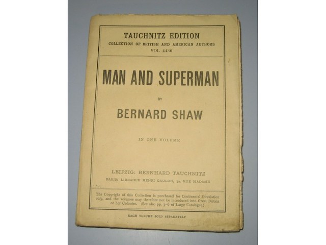 MAN AND SUPERMAN by Bernard Shaw 1913