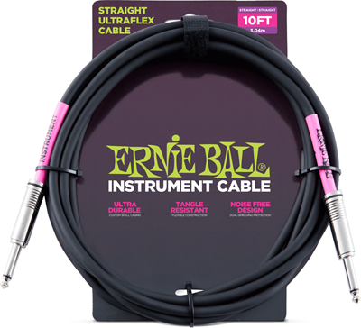 Ernie Ball 6048 10'/3m Straight/Straight Instrument Cable - Black crni instrumentalni kabel