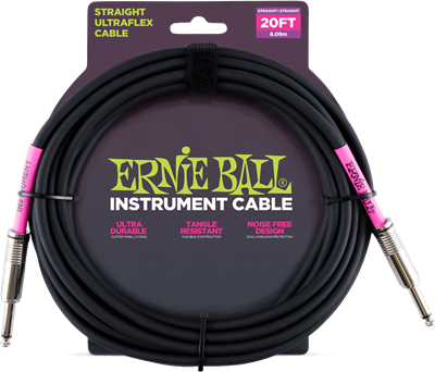Ernie Ball 6046 20'/6m Straight/Straight Instrument Cable - Black crni instrumentalni kabel