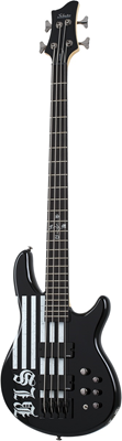 Schecter JD Deservio Bass | Gloss Black w/"BLS" Distressed Flag #49