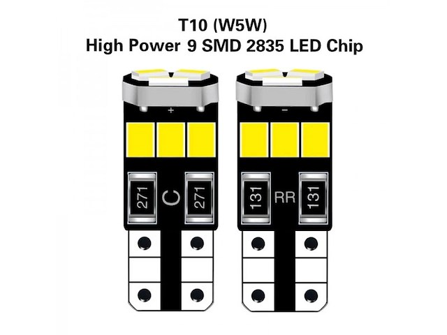 Led sijalice T10 W5W 9 SMD bele par