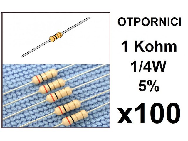 Otpornik - 1 kohm - 1/6 W - 1% - 100 komada