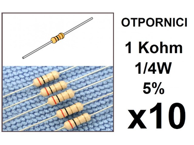 Otpornik - 1 kohm - 1/6 W - 1% - 10 komada