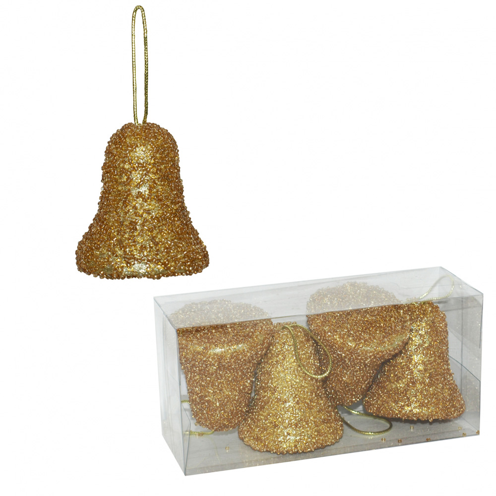 Ukras za jelku Zvono stiropor 7cm 4 kom zlatne boje 51-842000