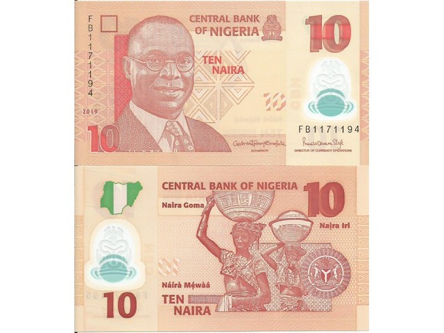 Nigerija Nigeria 10 naira 2019. UNC Polimer