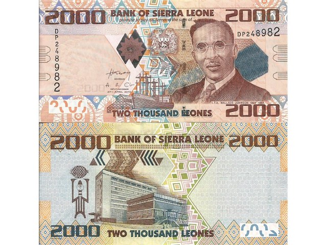 Sierra Leone 2000 leones 2010. UNC