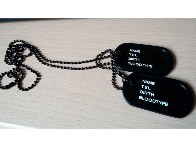 Dog tag crne 2 plocice i ogrlica