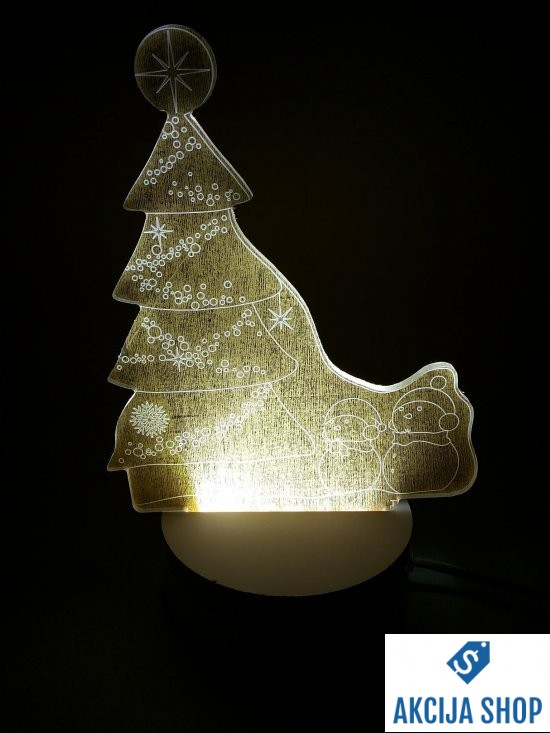 Lampa 3D dekorativna Jelka godišnja -Lampa Projektor