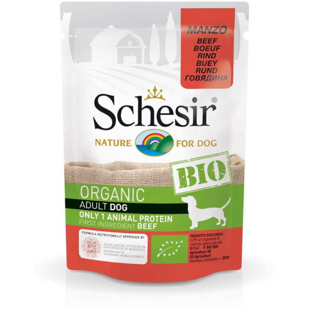 SCHESIR Bio kesica za pse - govedina, 85g