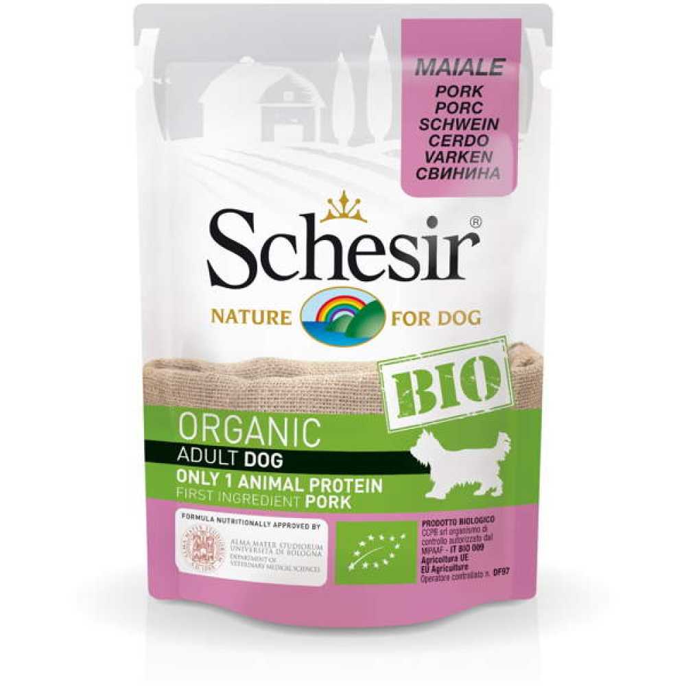 SCHESIR Bio kesica za pse - svinjetina, 85g