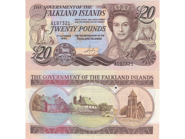 FALKLAND ISLANDS 20 Pounds 1984 UNC, P-15