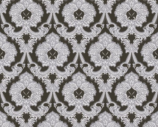 A.S. Création Wallpaper «Baroque, Black, Metallic, Silver, White» 310347