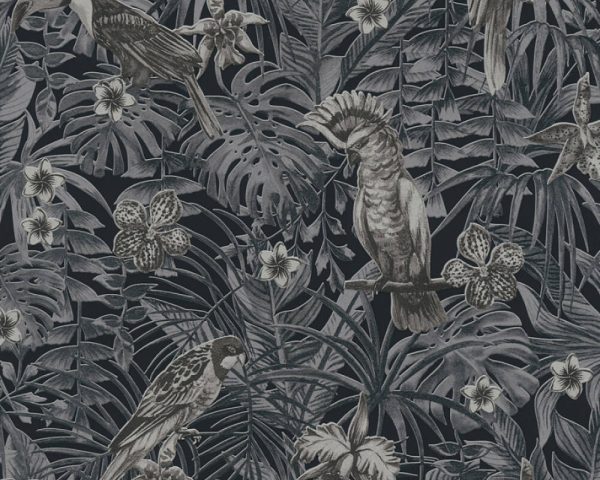 A.S. Création Wallpaper «Jungle, Black, Cream, Grey» 372104