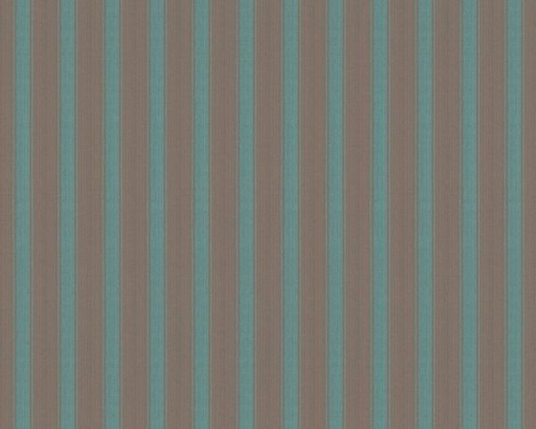 A.S. Création Wallpaper «Stripes, Blue, Brown, Green, Turquoise» 370013
