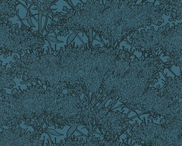 Architects Paper Wallpaper «Floral, Black, Blue» 369726