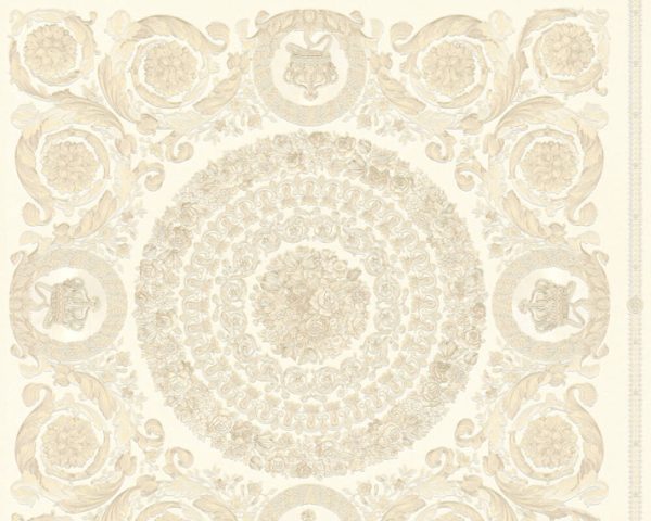 Versace Home Wallpaper «Baroque, Beige, Cream, Metallic, White» 370551 VERSACE HOME WALLPAPER «BAROQUE, BEIGE, CREAM, METALLIC, WHITE» 370551