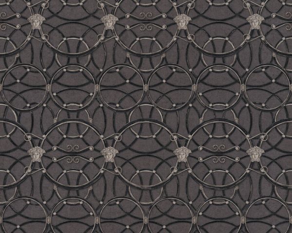 Versace Home Wallpaper «Baroque, Black, Metallic, Silver» 370494