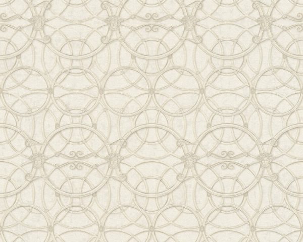 Versace Home Wallpaper «Baroque, Cream, Metallic, White» 370493