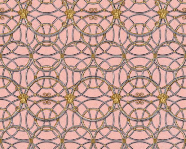 Versace Home Wallpaper «Baroque, Gold, Grey, Metallic, Pink» 370496