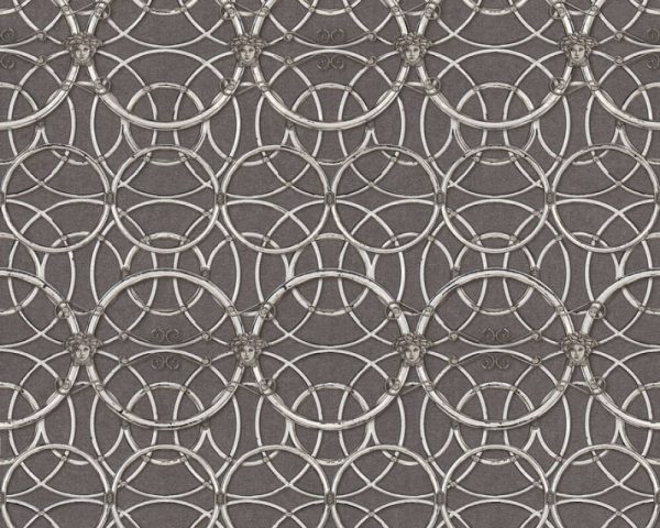 Versace Home Wallpaper «Baroque, Grey, Metallic, Silver» 370495