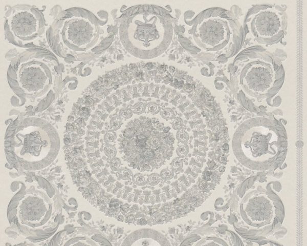 Versace Home Wallpaper «Baroque, Grey, Metallic, Silver» 370555