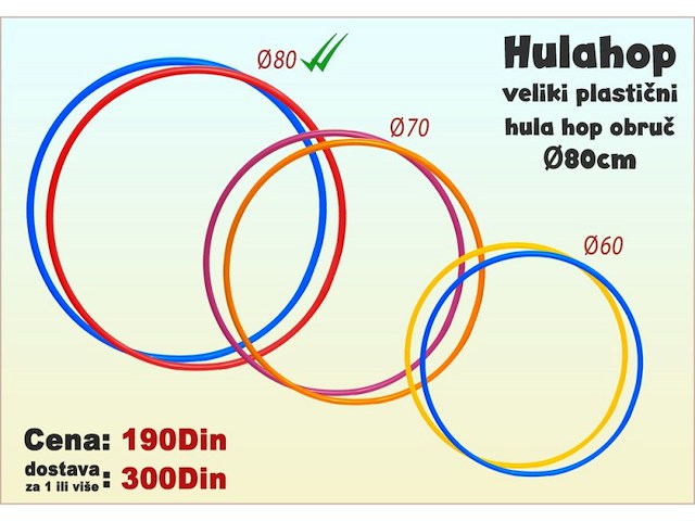 Hulahop - veliki plastični hula hop obruč fi 80cm