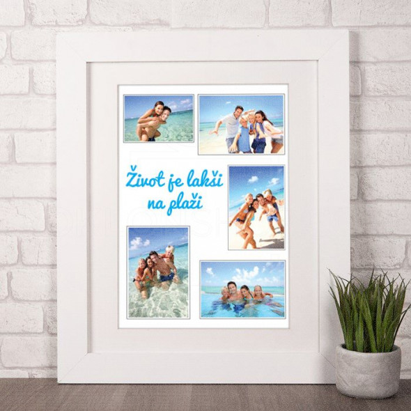 Na plaži kolaž od 5 fotografija