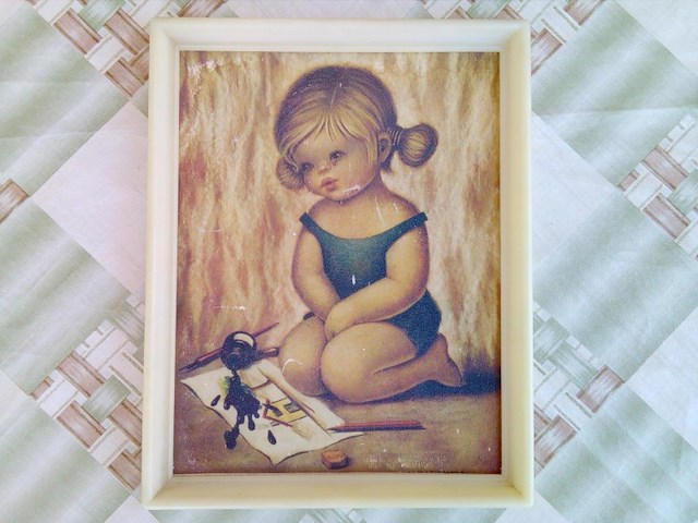 Slika, Tužna devojčica i proliveno mastilo po crtežu