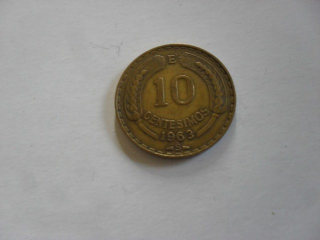 10 CENTESIMOS ČILE - 1963.