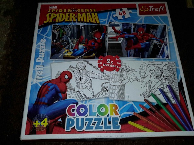 Spider-man puzzle 2 slike + bojanke sa druge strane