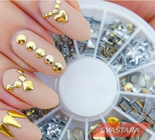 Zlatni / srebrni metalni ukrasi za nokte