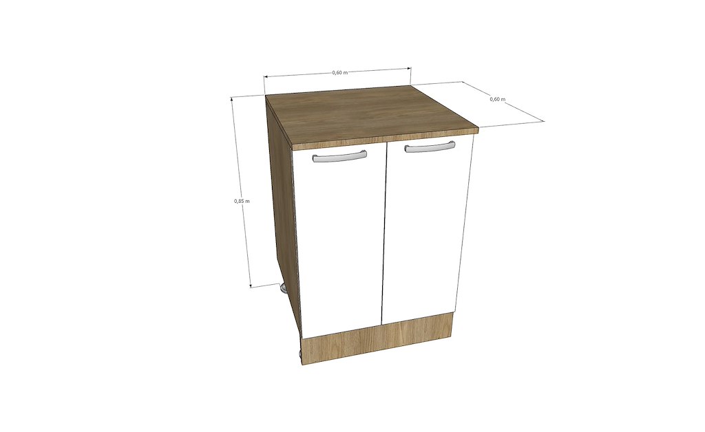 Sara baza 2 vrata 60x60x85cm sivi hrast/bela