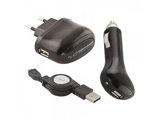 USB punjaci + micro USB kabl ESPERANZA 3 U 1 set EZ116