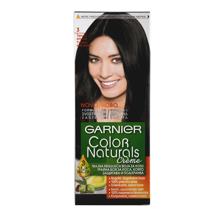 Garnier farba za kosu color naturals 3 tamno smeđa 60ml+40ml+10ml