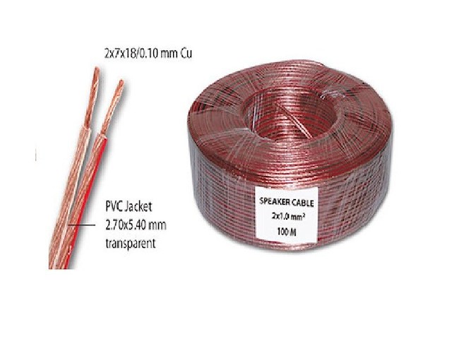 Kabl za zvučnike 2x1.0mm2 providni CCA