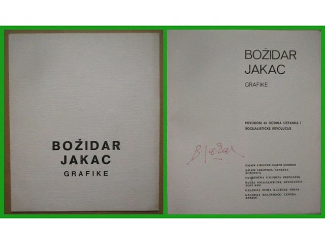Katalog Božidar Jakac Grafike + Autogram Potpis Autora