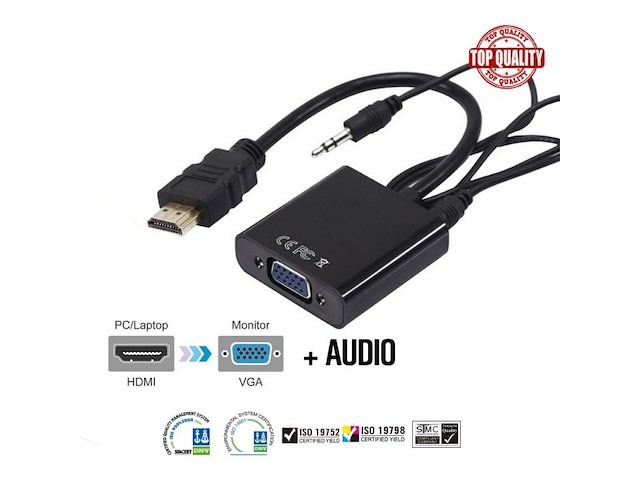 HDMI na VGA adapter sa audio - HDMI u VGA - NOVO