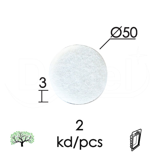 Podloška filc samol. za nameštaj F01 Bela fi50x3mm (2kom) DPZ