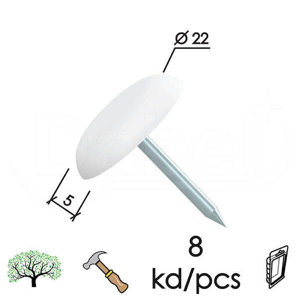 Podloška PVC za nameštaj ekser FK03 Bela fi22mm (8kom)