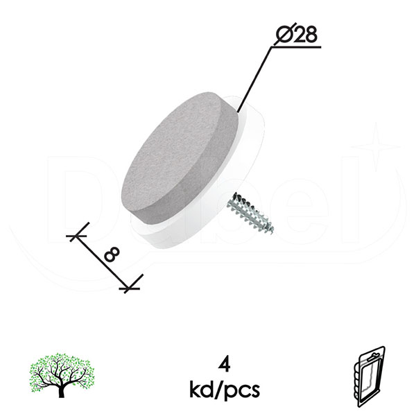 Podloška filc sa iver vijkom F05 Siva fi28mm (4kom)