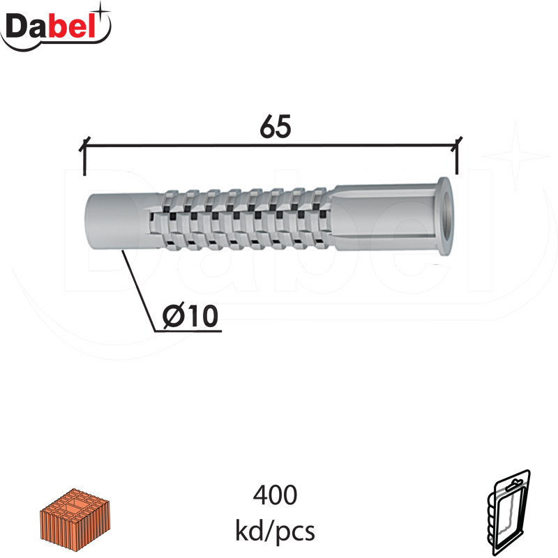 Tipl za blok GUZVAJUCI Bela fi x10x65mm